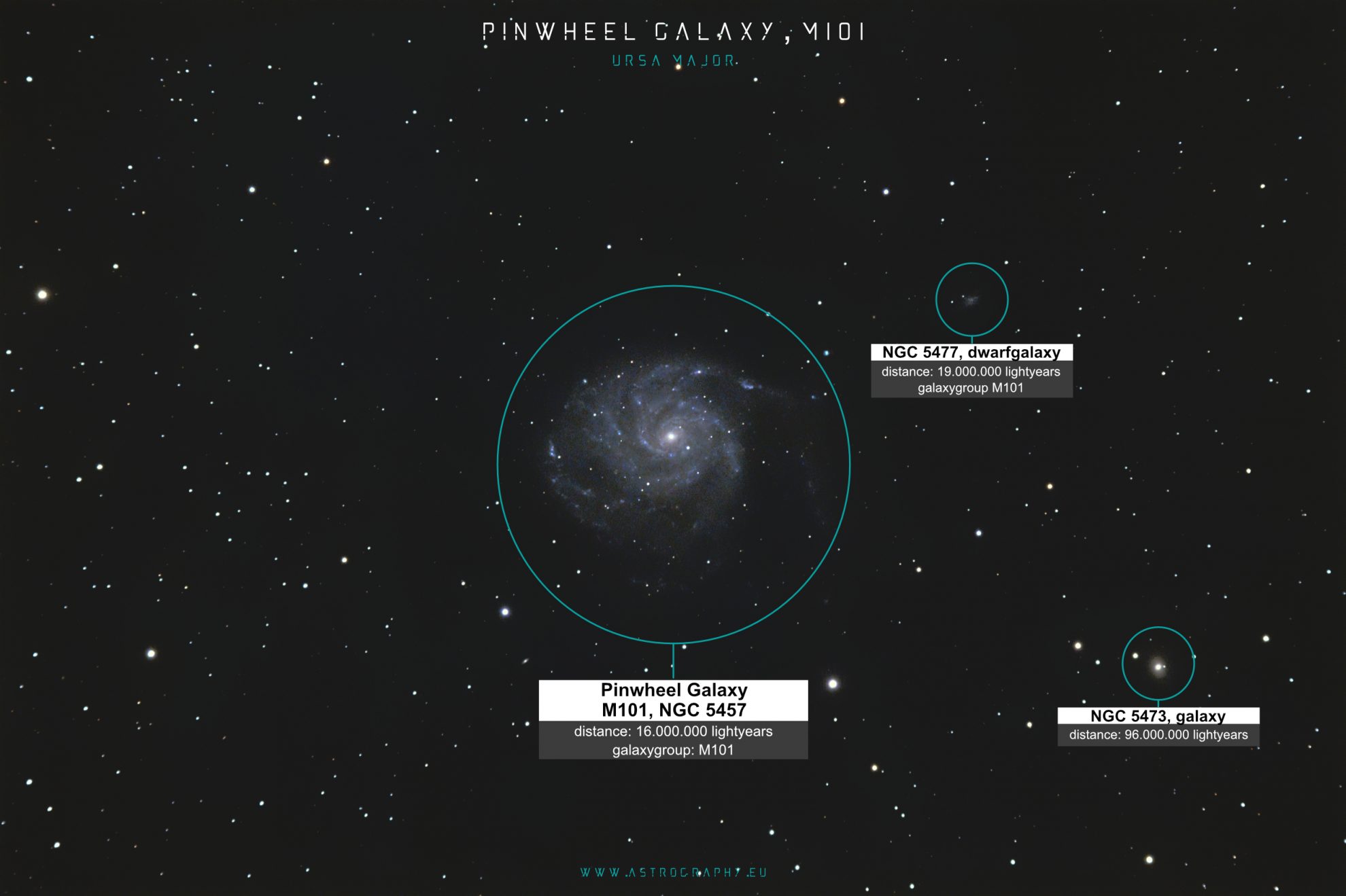 Pinwheel Galaxy – Messier 101 – UGC 8981 – Astrophotography and Astronomy